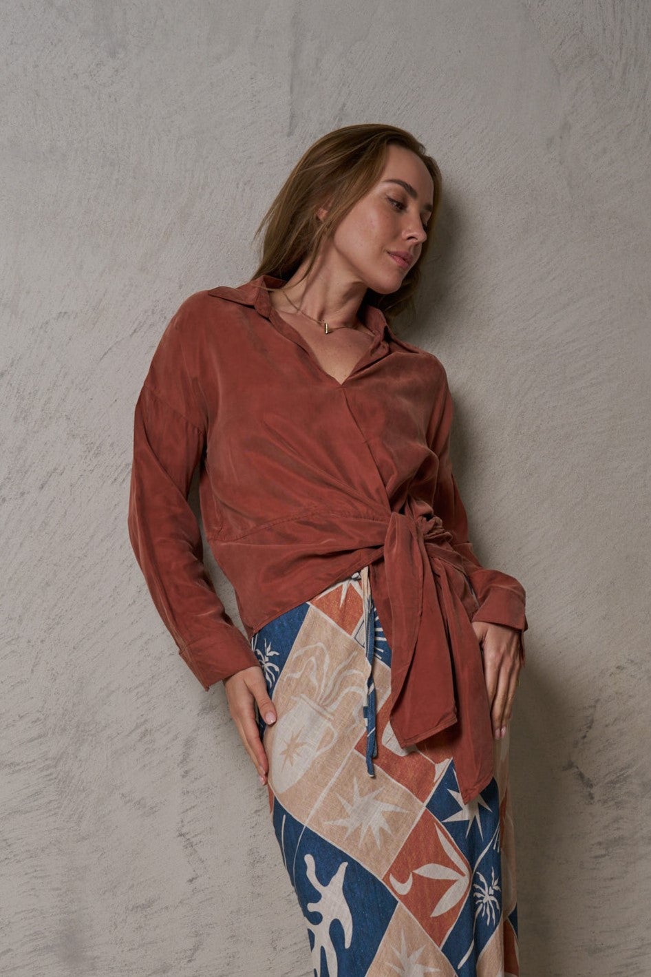 Valeria Label Athena tie shirt 2 colours | Ruby Reid