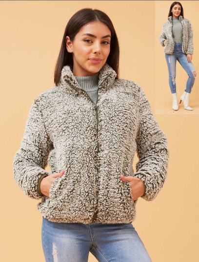 Caroline Morgan Teddy jacket in Khaki | Ruby Reid