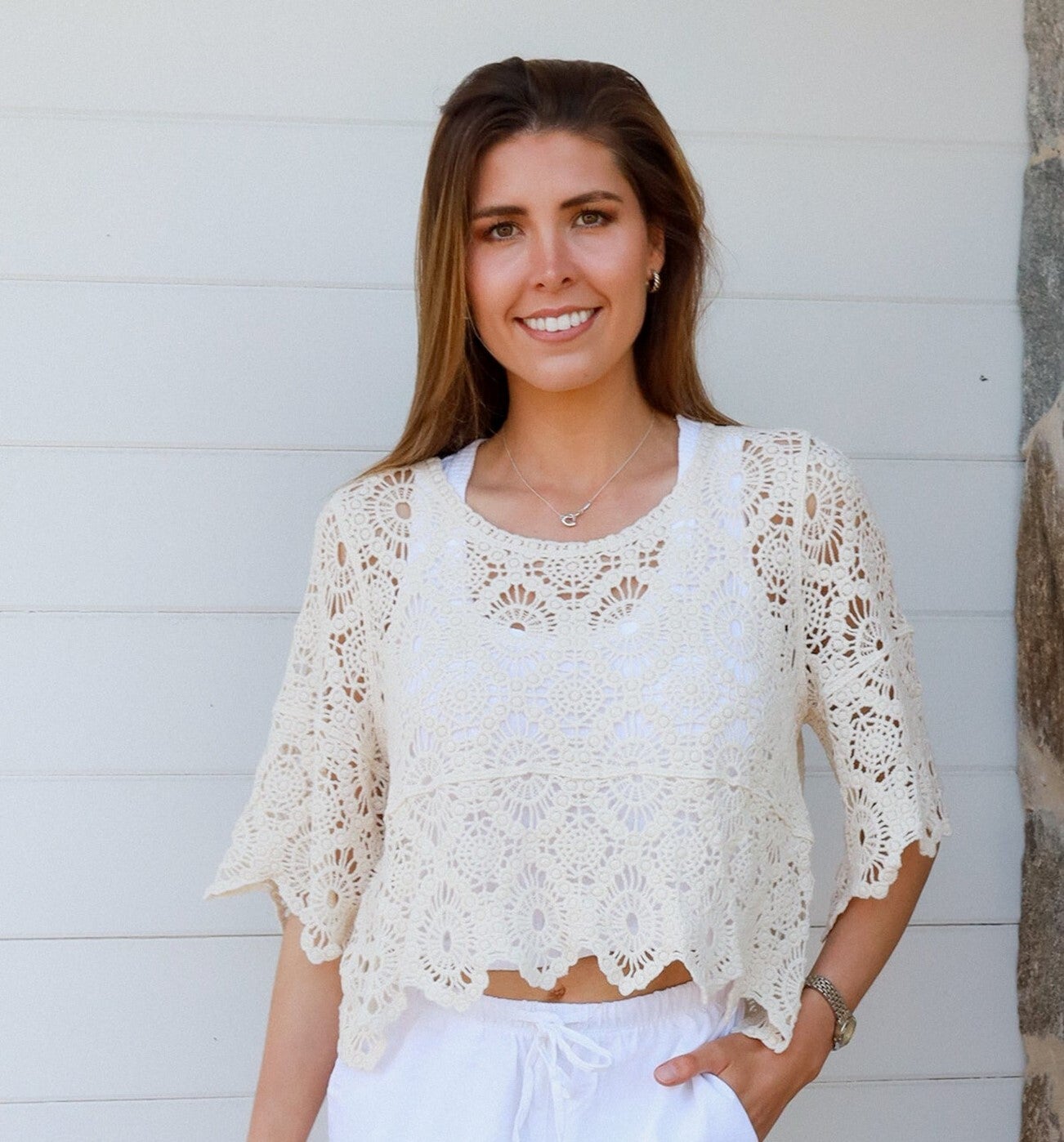 Crochet cotton layer top | Ruby Reid